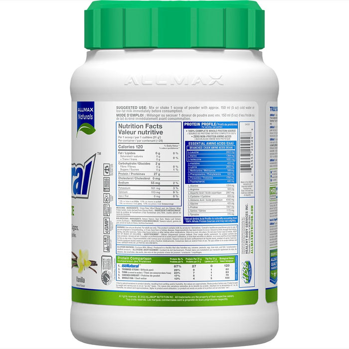 Isonatural | Natural Pure Whey Protein Isolate Powder | Allmax - Allmax ...